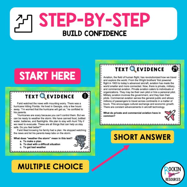 TEXT EVIDENCE TASK CARDS, READING COMPREHENSION, TEST PREP TASK CARDS ...