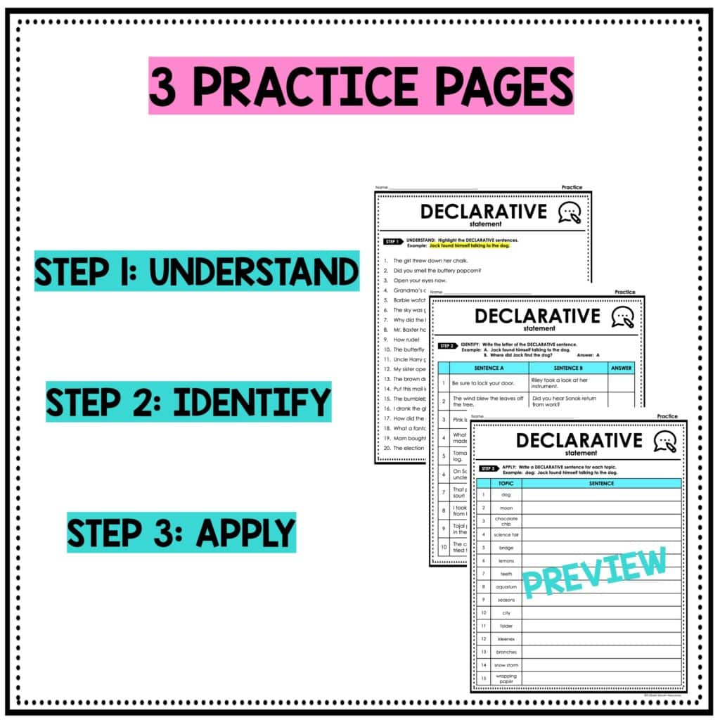 Types of Sentences Task Cards Worksheets Assessment for Declarative ...