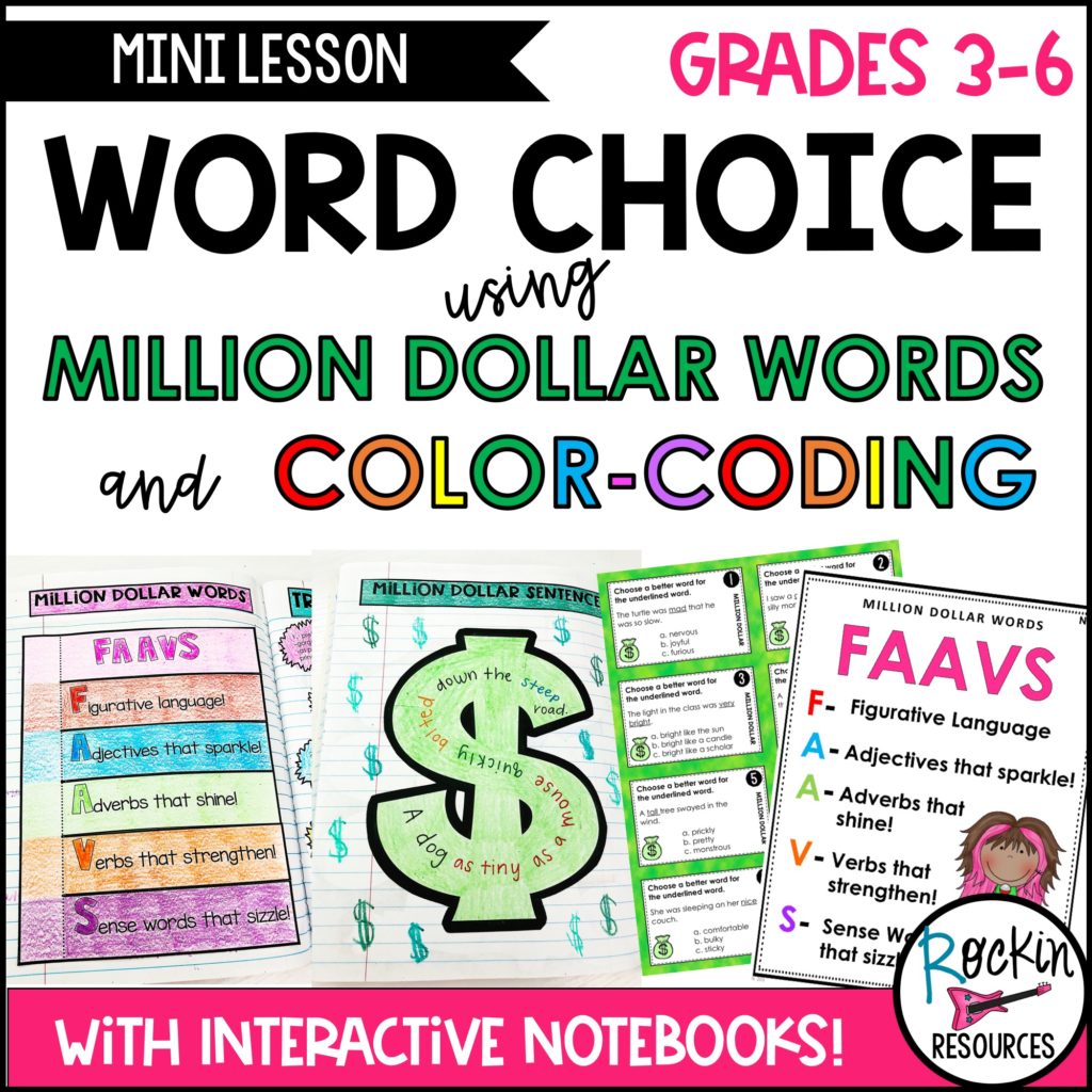 Word Choice Using Million Dollar Words- Editable! - Rockin Resources