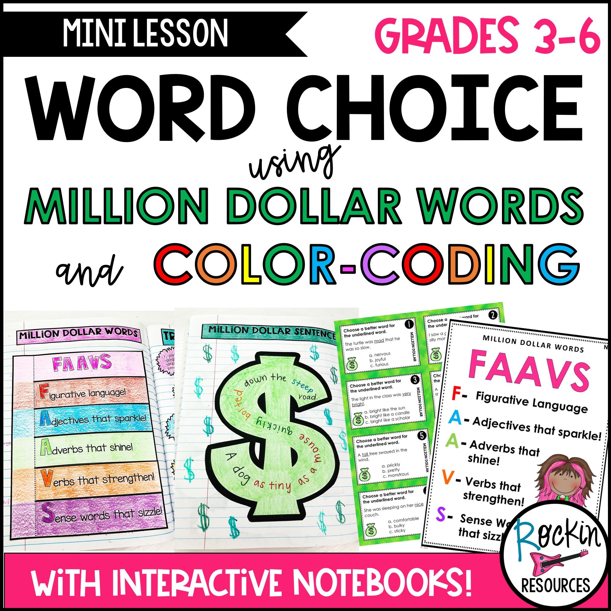 Word Choice Using Million Dollar Words- Editable! - Rockin Resources