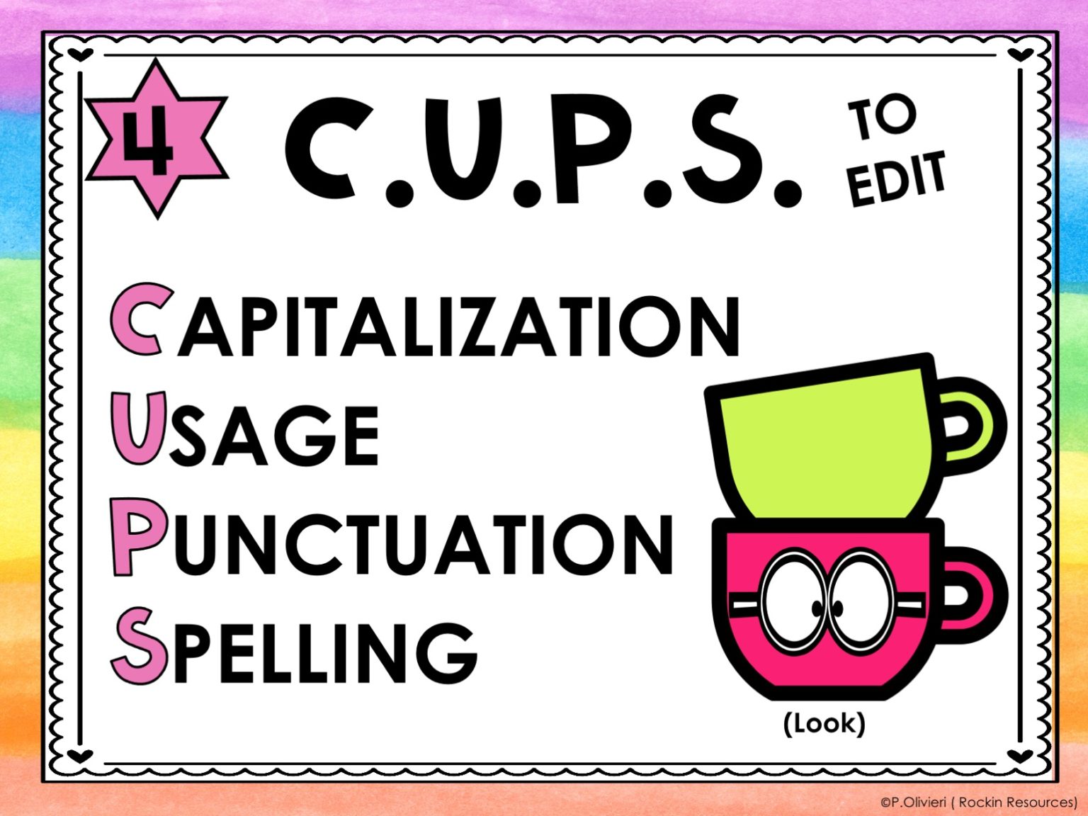 Writing Mini Lesson #32- CUPS to Edit - Rockin Resources
